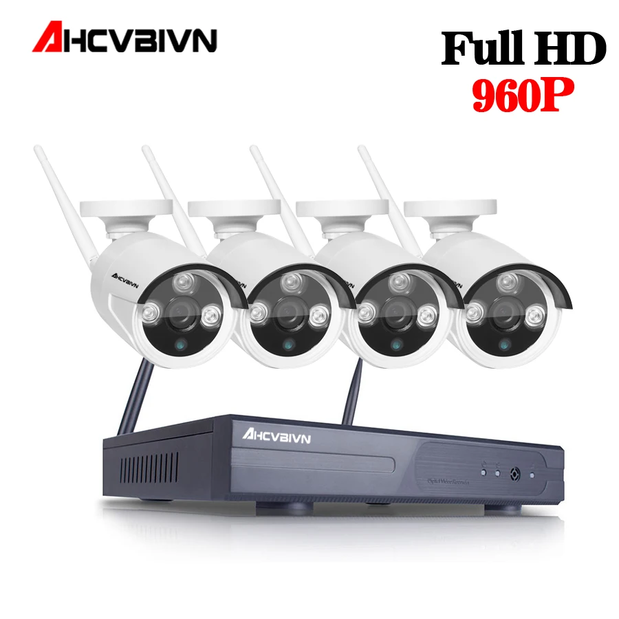 Home Security Camera CCTV System Wireless DVR 4CH IP CCTV Kit HD 960P ...