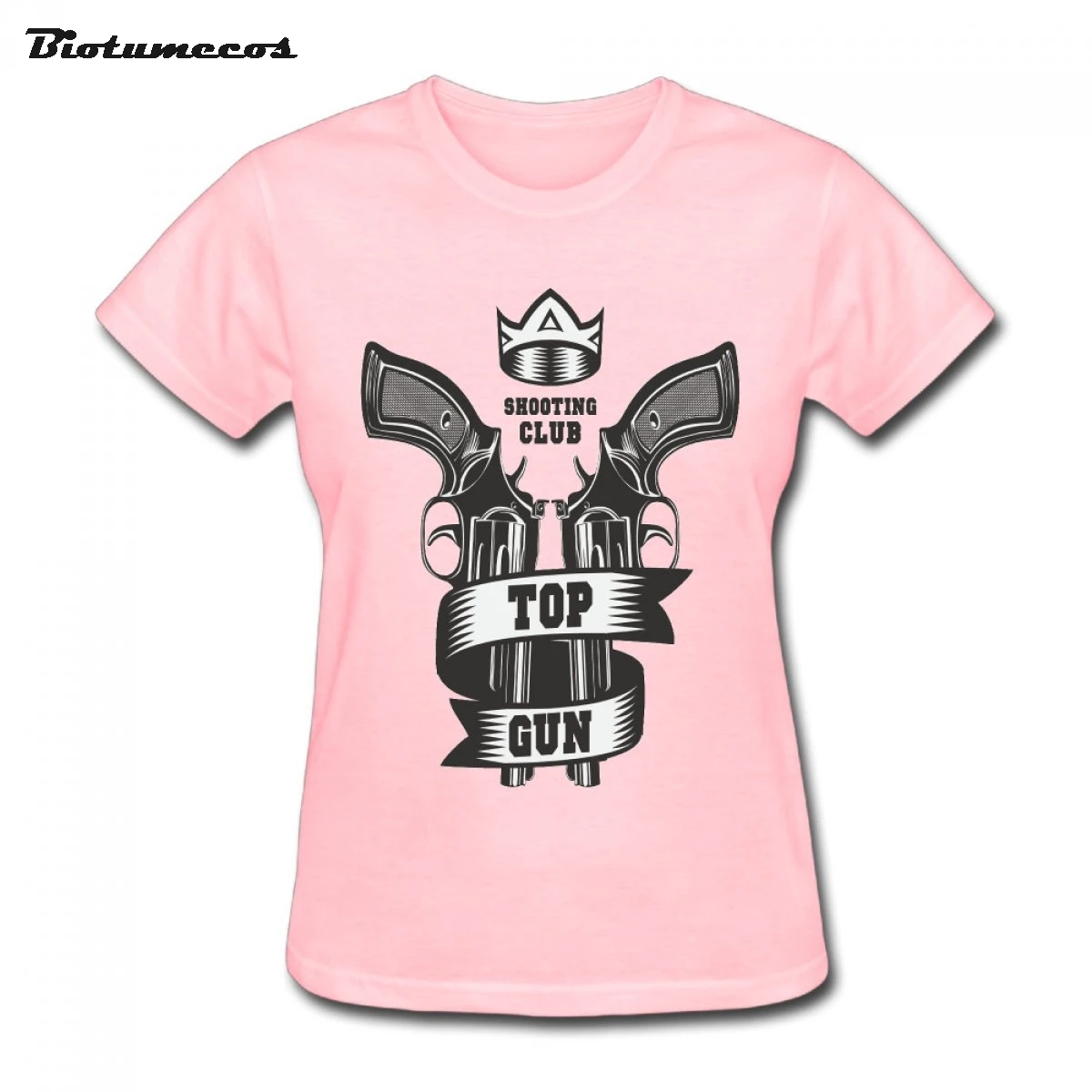 Fashion Print Women T Shirts Short Sleeve Shooting Club Top Gun Two ...