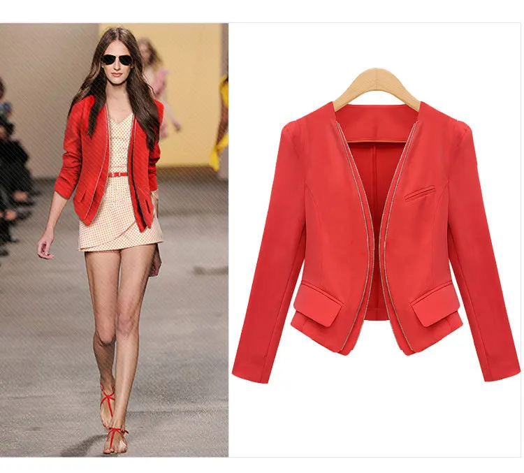 Brand Ladies Blazer Red Suit For Women 2015 Model Style Casual Blazer ...