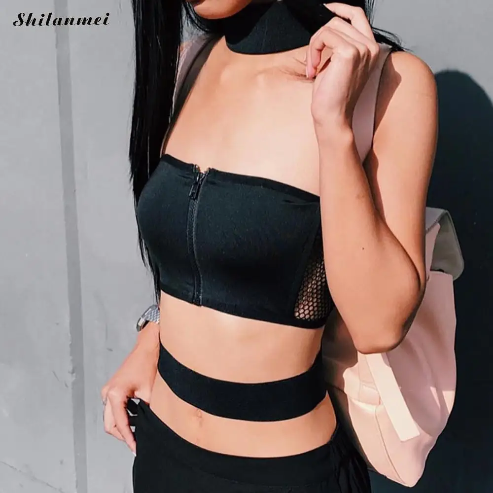Camisole Crop Top Female Cropped Tops Sexy Lace Up Halter Bandage