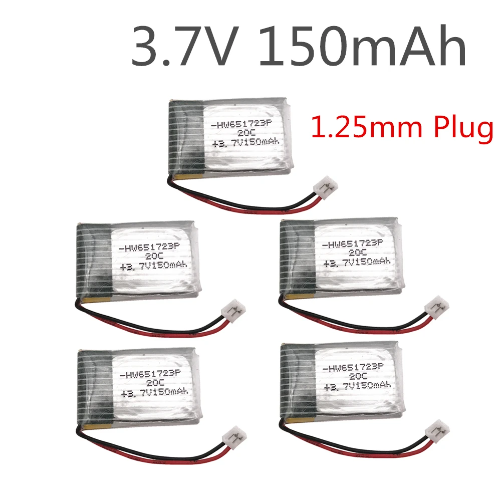3.7v 150mah 1S H20 RC Quadcopter Spare parts 150mah LIPO Battery 1.25mm ...