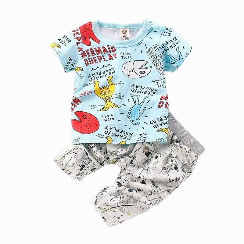 2018 Kids Clothes Tshirt+shorts Set Baby Boys Summer Cartoon Suit ...