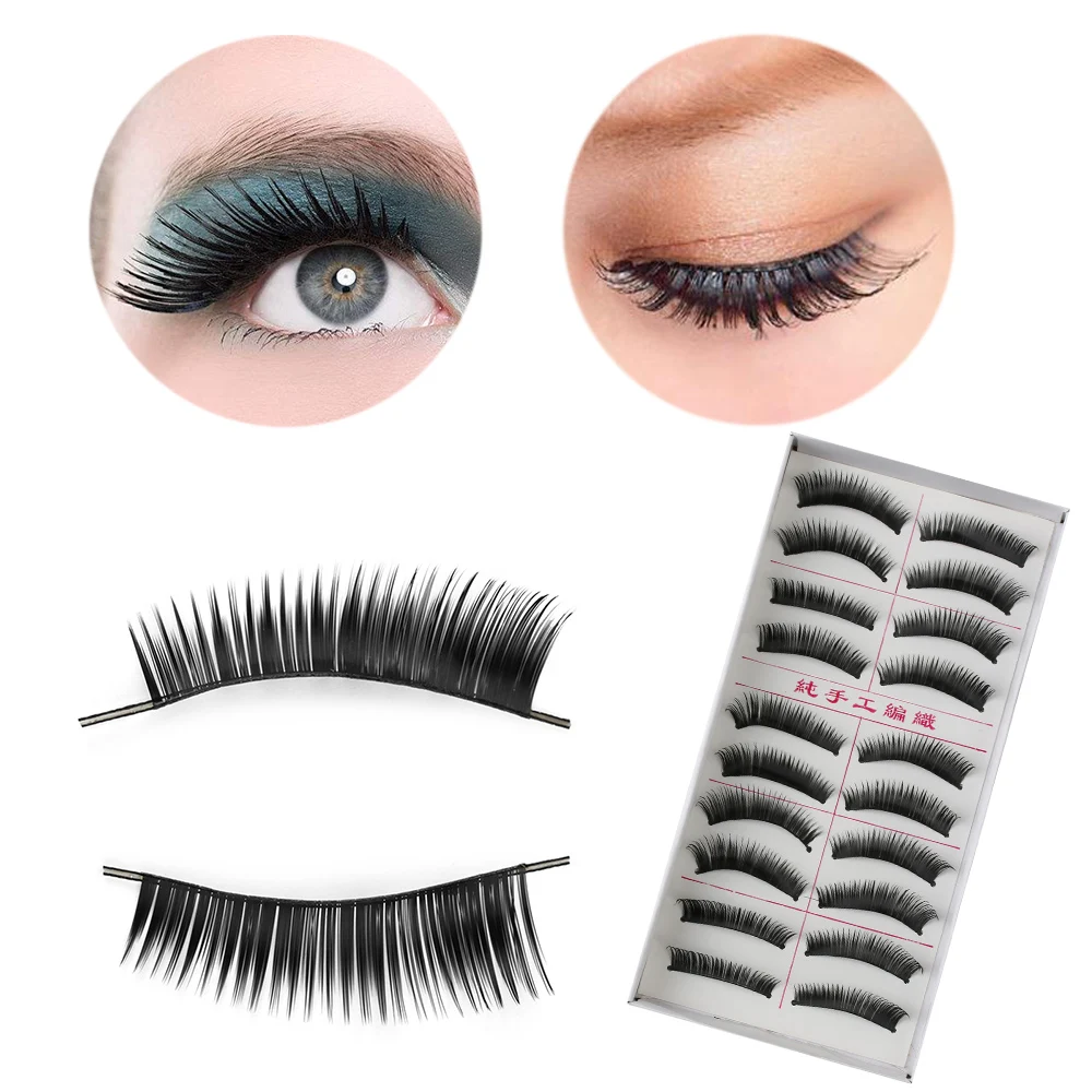 5Pairs Handmade Makeup Human Hair False Eyelashes Fake Thick Eye Lashes ...
