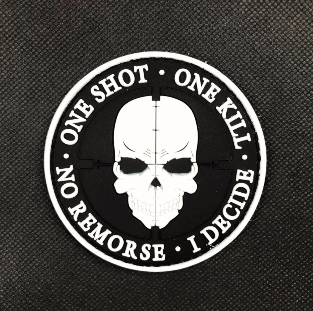 20pcs Rubber Skull Patch One Shot One Kill Tactical Patches 3D PVC ...