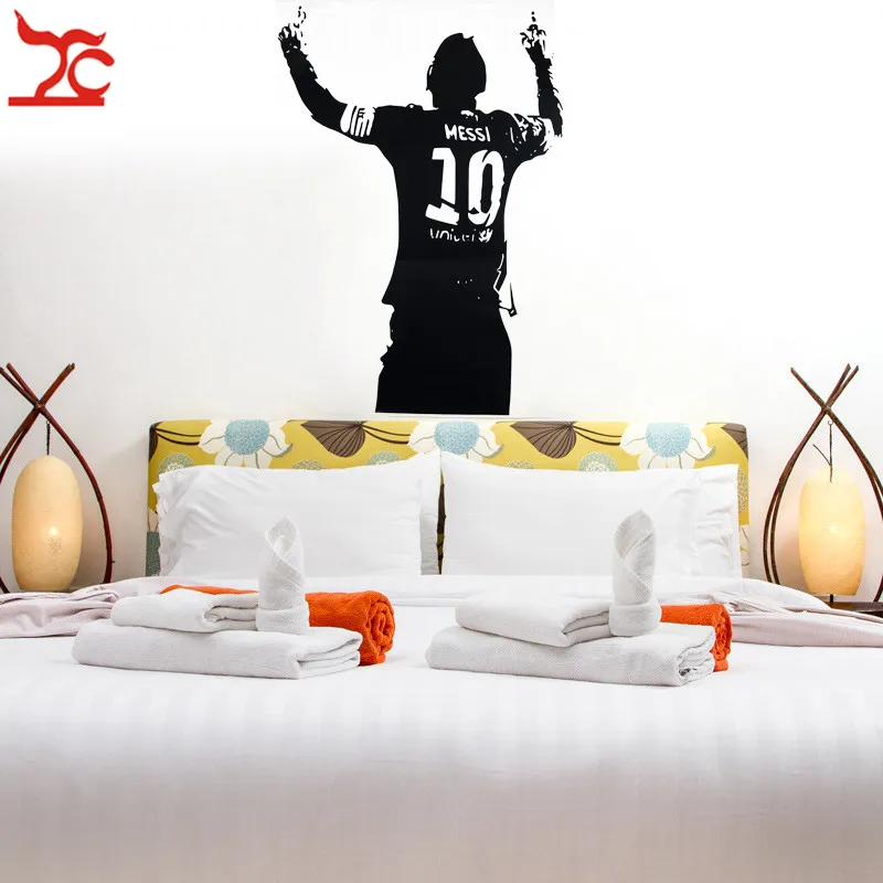 Black PVC Huge Football Star Lionel Messi Figure Wall Sticker Vinyl DIY ...