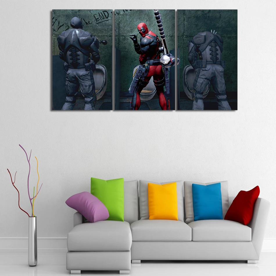 Unframed 3Pcs HD Deadpool Canvas Printed Home Decor For Living Room ...