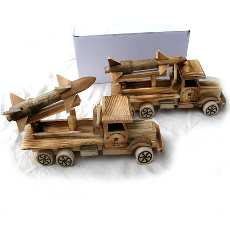 Free Shipping handmade Wooden toy car medium range rocket Chariot Model ...