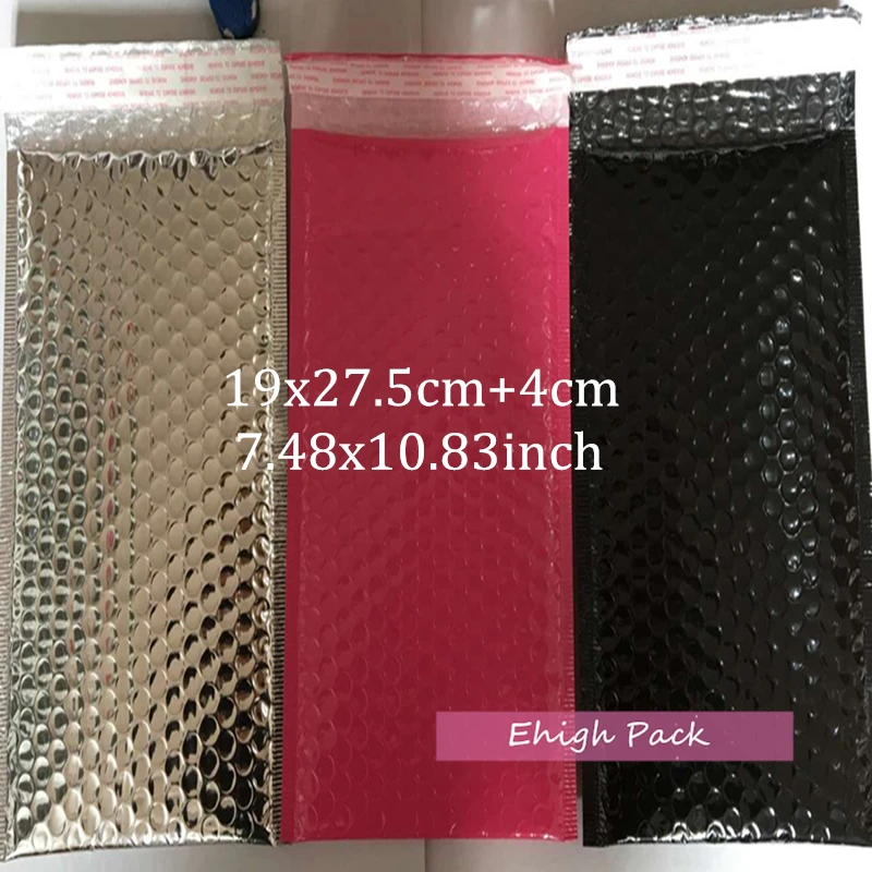 19*27.5cm(7.48*10.83inch)20pcs Black Padded Shipping Envelope Metallic ...
