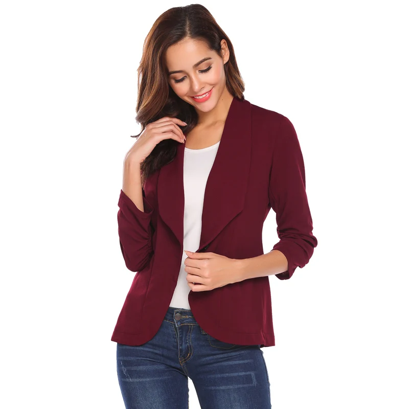 Womens Fashion OL Style Small Jackets Casual Lapel Collar Coats Outwear ...