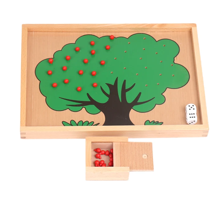Montessori Wooden Math Toys Counting Apple Tree Board Games Home School ...
