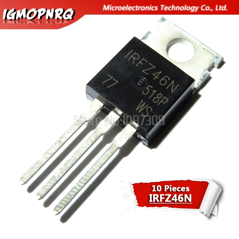 10pcs free shipping IRFZ46N FZ46 IRFZ46NPBF MOSFET MOSFT 55V 46A 16 ...