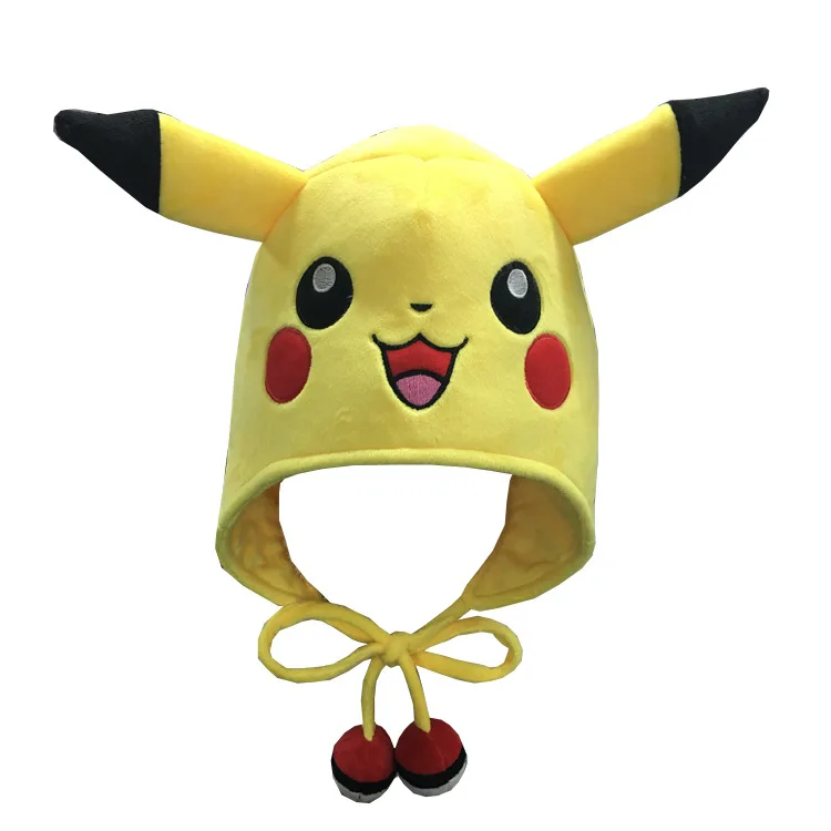 Pikachu hat pokemon pom pom winter hat for men women Plush Cartoon ...