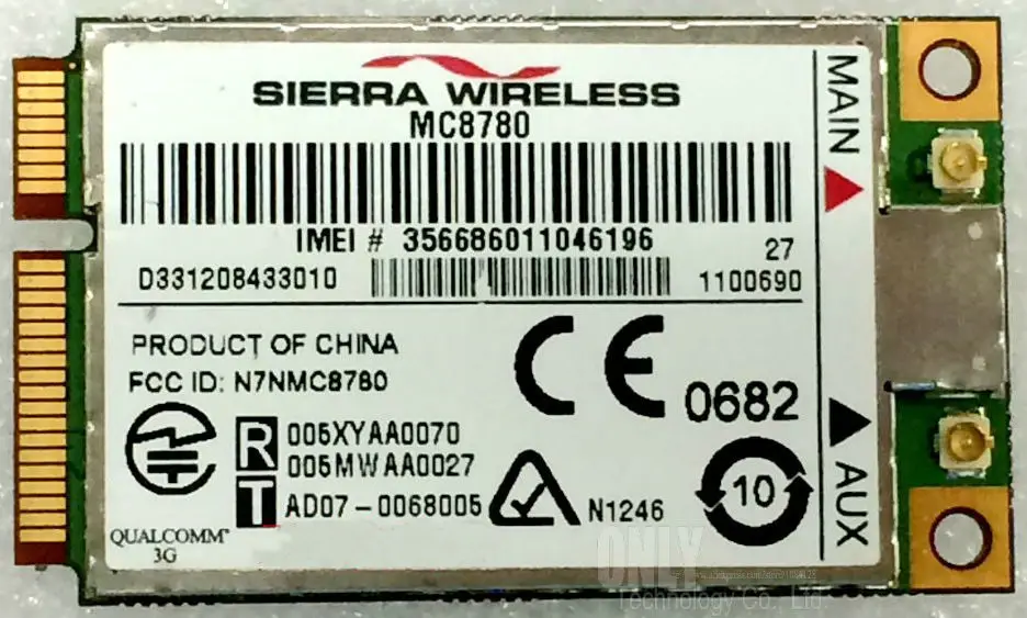 Sierra tarjeta inalámbrica MC8780, 3G, WWAN, PCI e, 7,2 Mbps, HSUPA ...