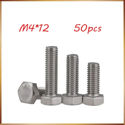Free-shipping50pcs-Lot-DIN933-M4x12-mm-M4-12-mm-304-Stainless-Steel-hex ...