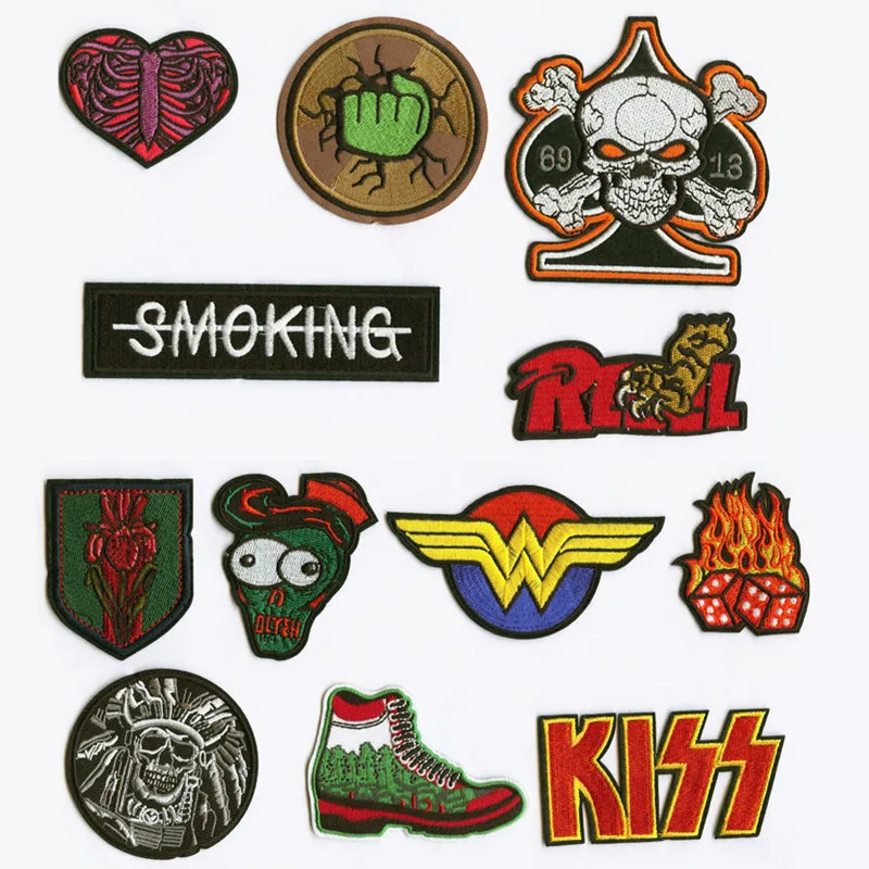 Fashion Punk Hyperbole Patchwork Patch Embroidered Patches For Clothing Iron On For Close Shoes
