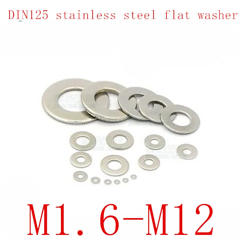100Pcs DIN125 ISO7089 M1.6 M2 M2.5 M3 M3.5 M4 M5 M6 M8 M10 M12 304 Stainless Steel Flat Machine ...