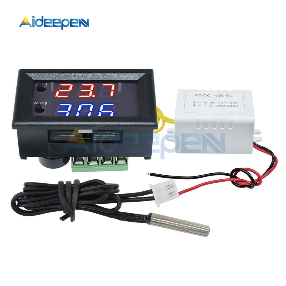 W1209 W1209WK DC 12V AC 110 220V Thermostat Temperature Control LED Di Aideepen
