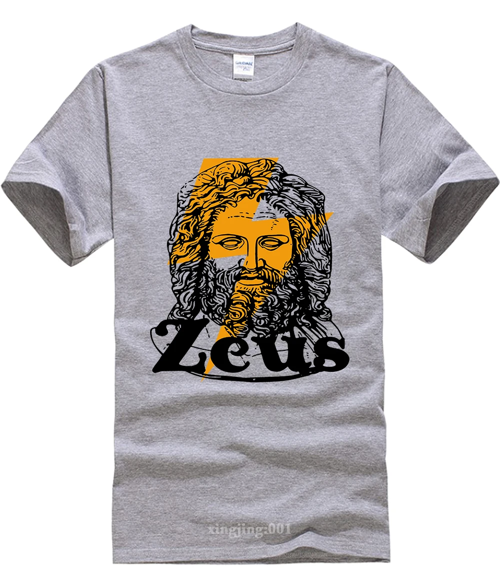Summer Sleeves Men'S O Neck 100% Cotton Short Sleeve Zeus T Shirt God ...