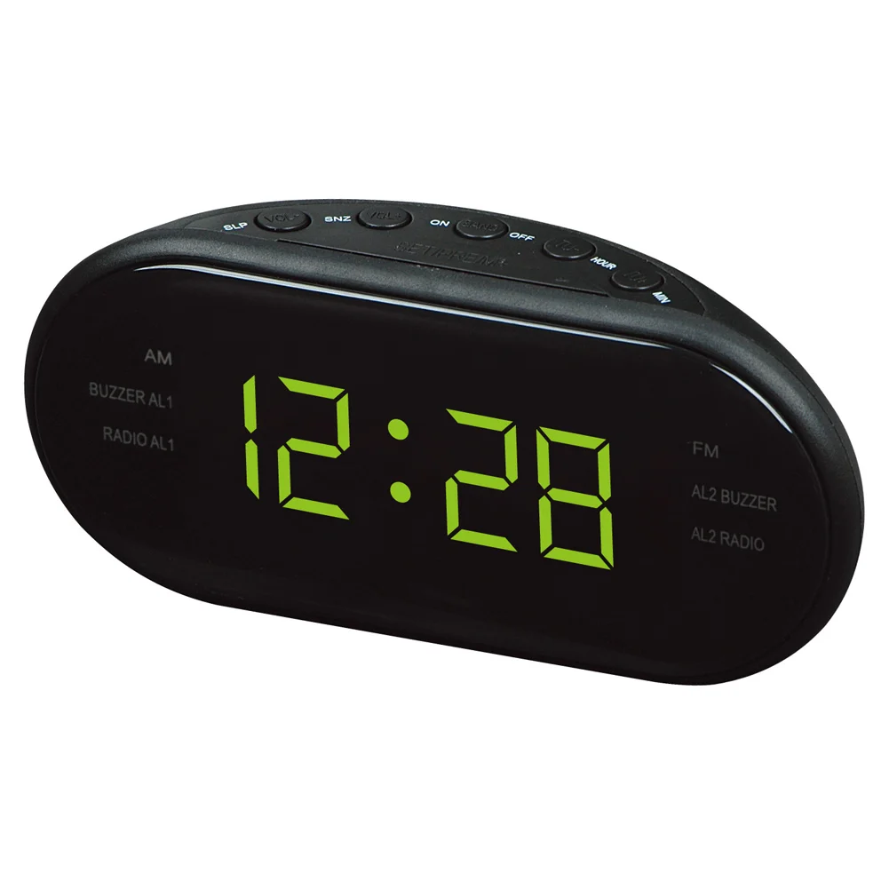 220V EU Plug E2S AM FM Radio Alarm Clock Digital LED Luminous Screen ...
