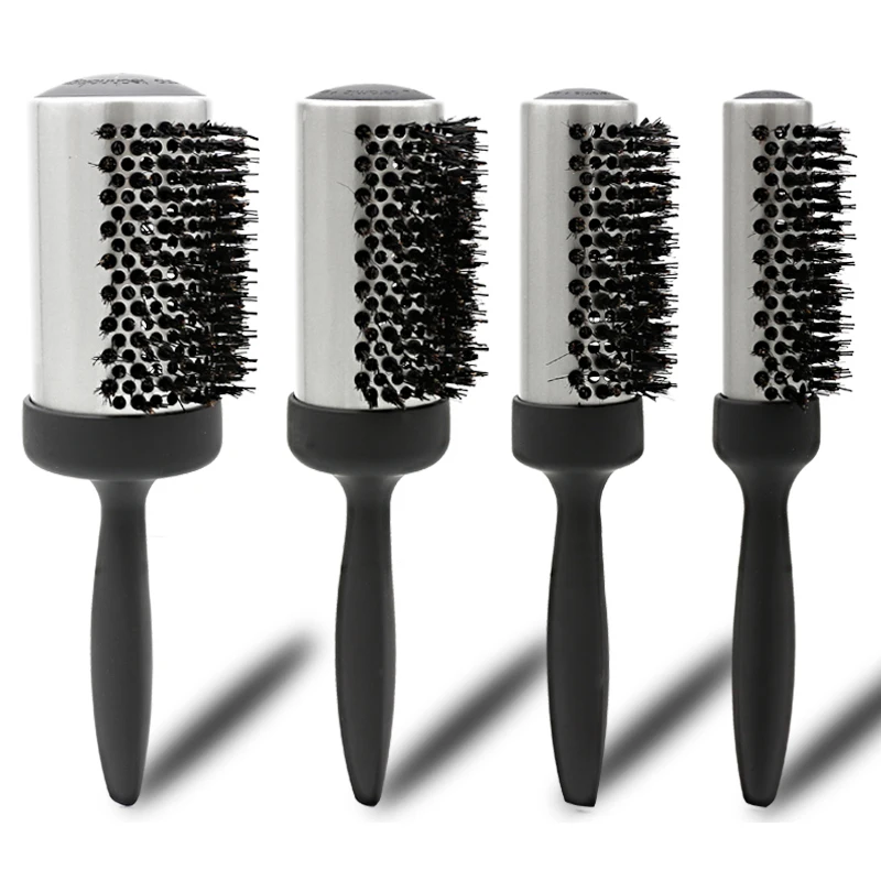 Half Edge Aluminium Tube Comb Ceramic Nylon Round Hair Brush Bristle Hairbrush Curly Fluffy Hair