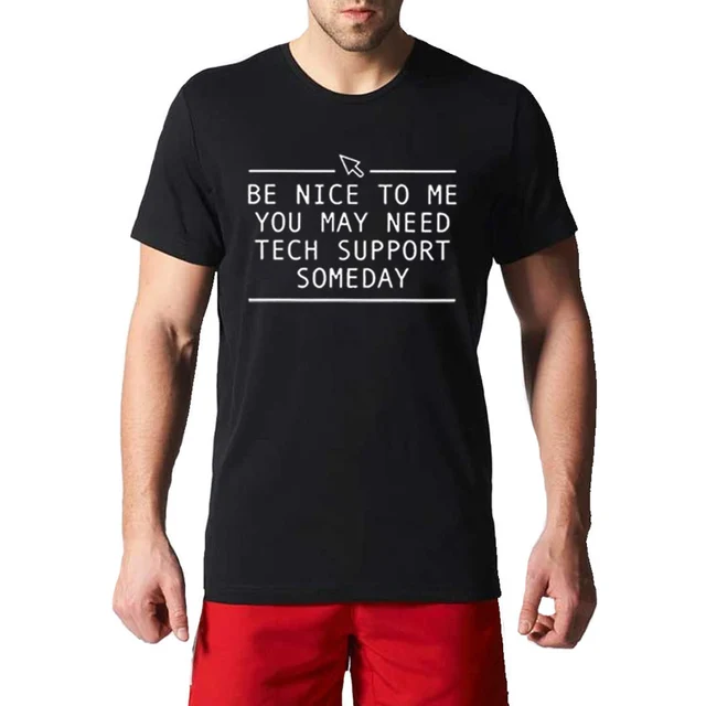 Funny Tech Support Printed Mens T Shirt Novelty Gift Tee Computer Geek ...
