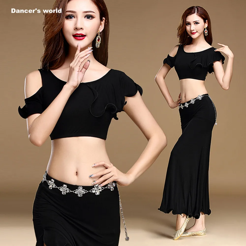 Lady Belly Dance Set Half Sleeves Toplong Skirt 2pcs Belly Dance Costumes For Girls Ballroom