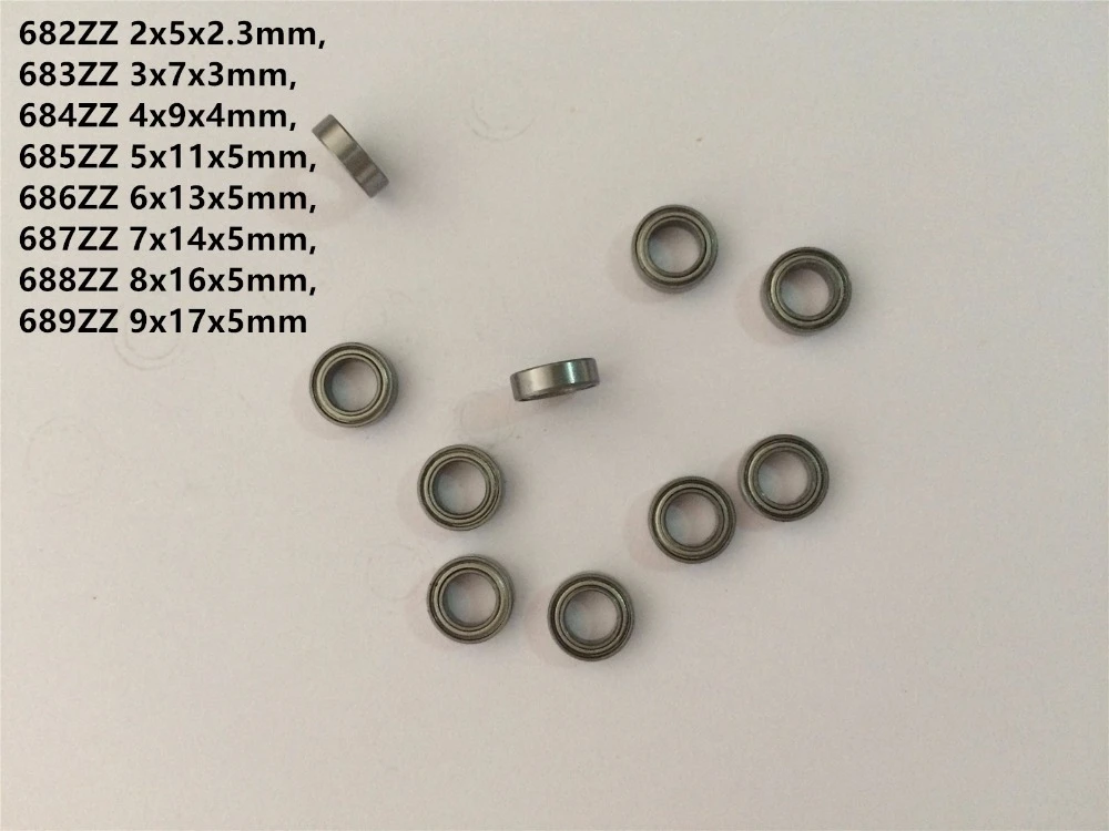 10pcs 682zz 683zz 684zz 685zz 686zz 687zz 688zz 689zz Mini Bearing ...