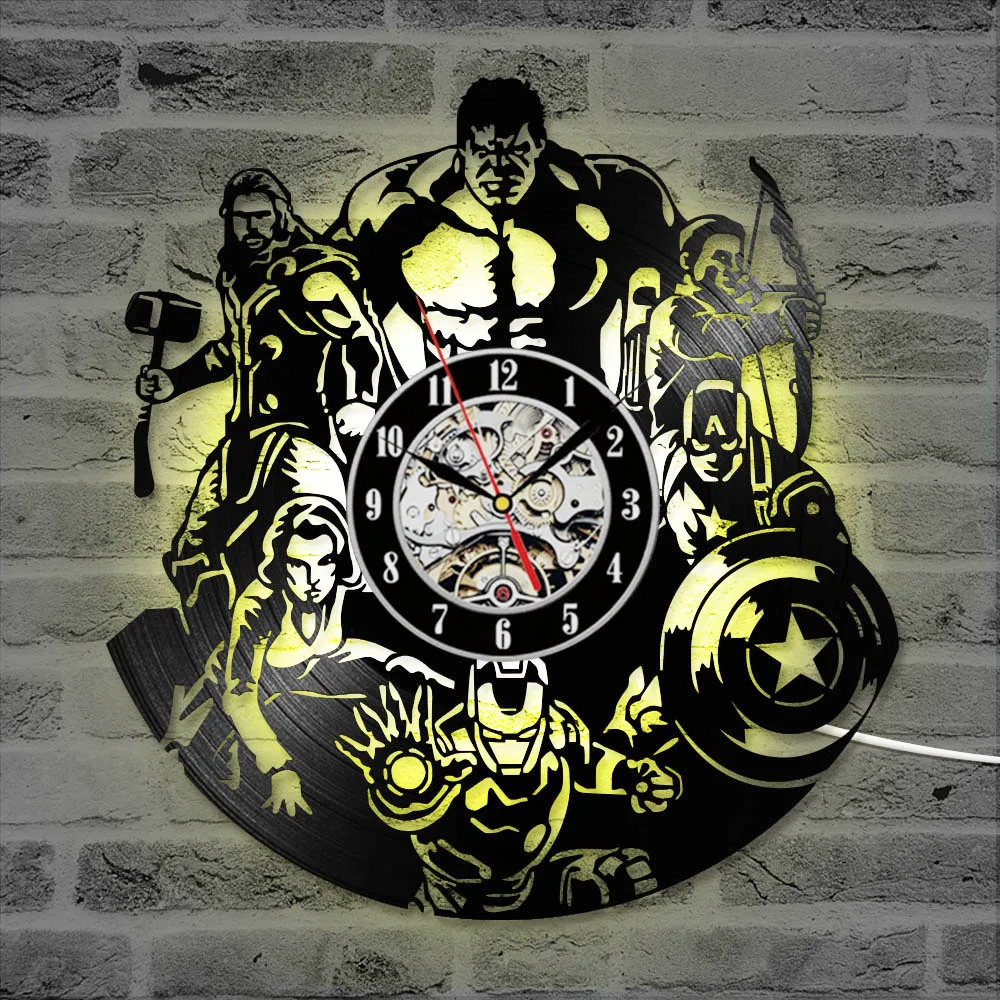 Avengers Wall Clock Modern Design Marvel Iron Man & Captain America ...