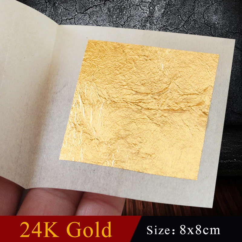 10 sheets 8X8cm 24K real gold leaf foil sheet free shipping-in Craft ...