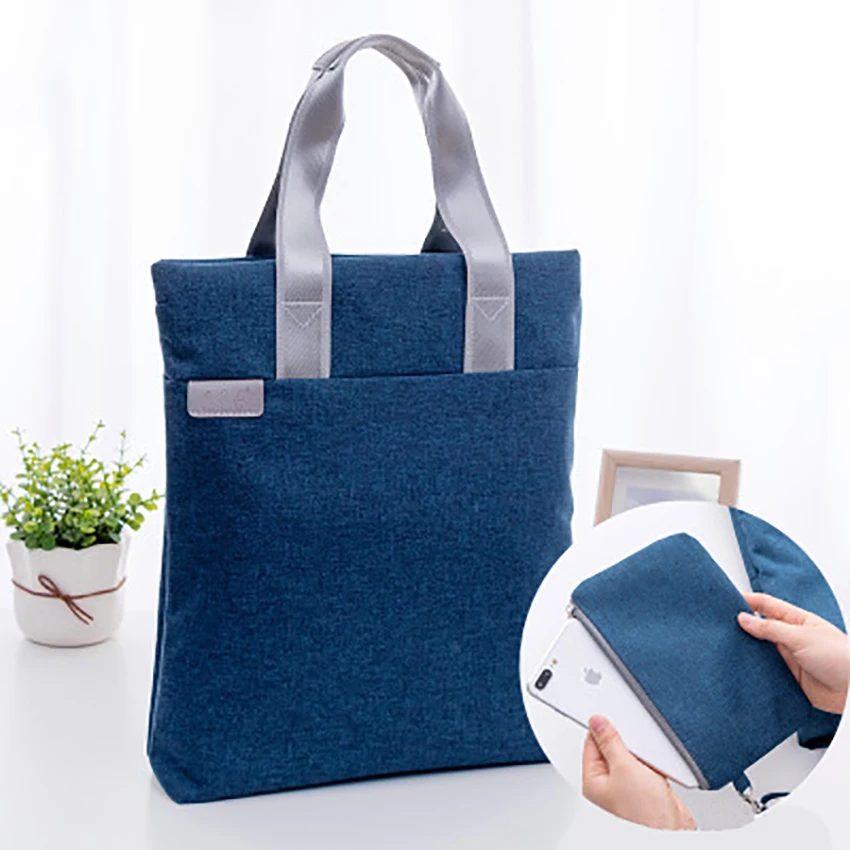 Zipper Briefcase Canvas Vertical Handbag Business Bags Document Paper ...