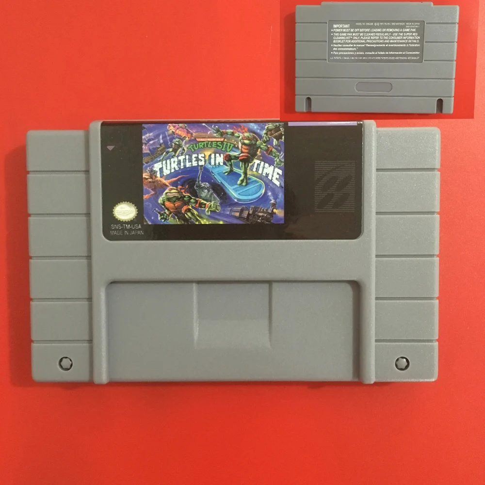 High Quality 16 Bit Turtles IV Turtles In Time NTSC Big Gray Game Card ...