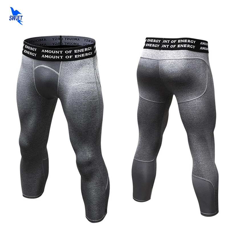 2018 Running 3 4 Compression Pants Men Athletic Fitness Training