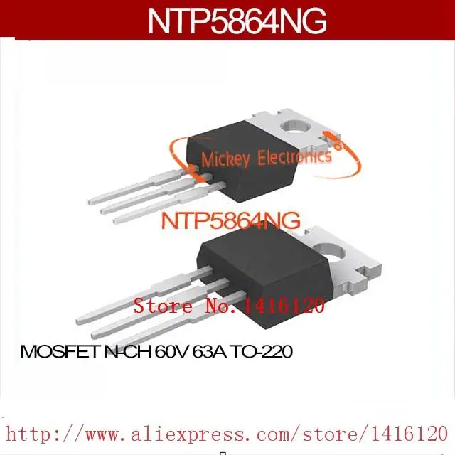 NTP5864NG MOSFET N CH 60 볼트 63A TO 220 NTP5864NG 5864 NTP5864 NTP5864N ...