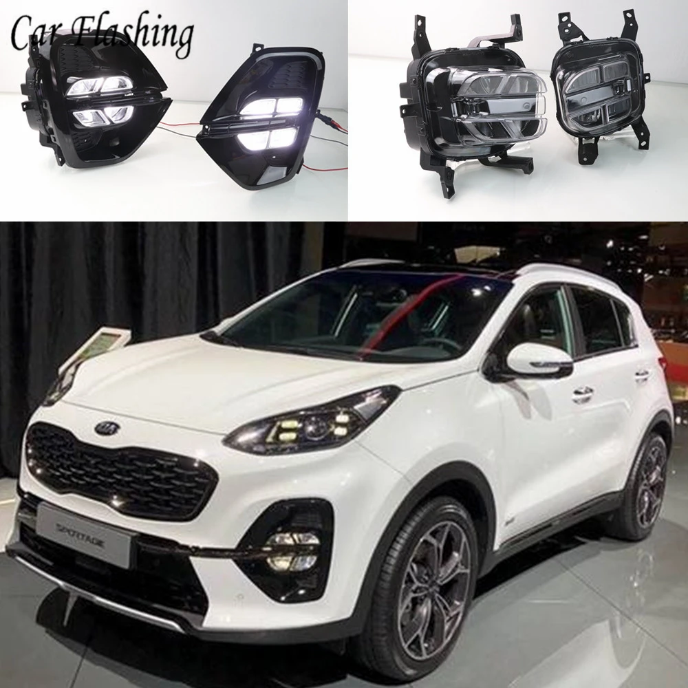 Car Flashing 2pcs LED For Kia sportage KX5 Daytime Running Light DRL LED Day Light Front Bumper ...