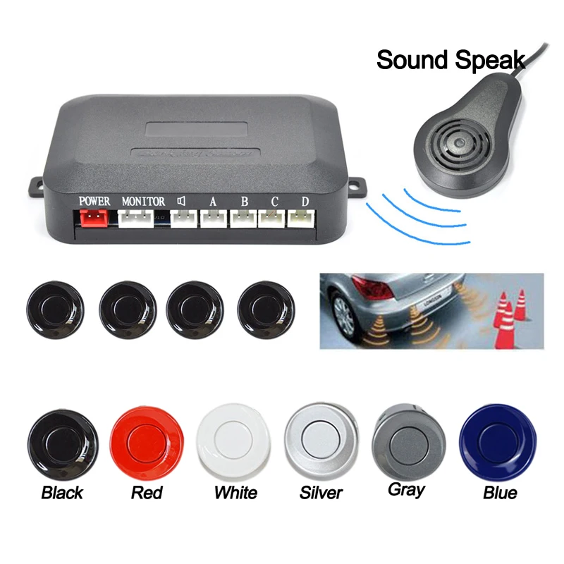 4 Sensors Sound Speak Car Parking Sensor System with Audible Alarm ...