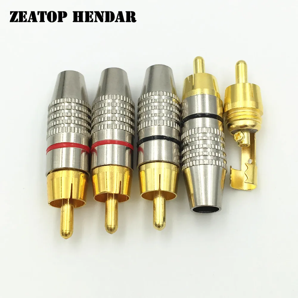 200Pcs DIY Gold Plated Non Solder RCA Male Plug Jack Audio Video Screw ...