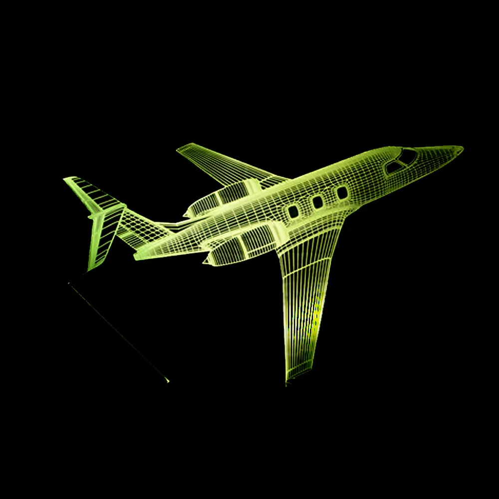 Novelty Aircraft Plane 3D LED Visual Nightlight Colorful Touch USB 7 ...