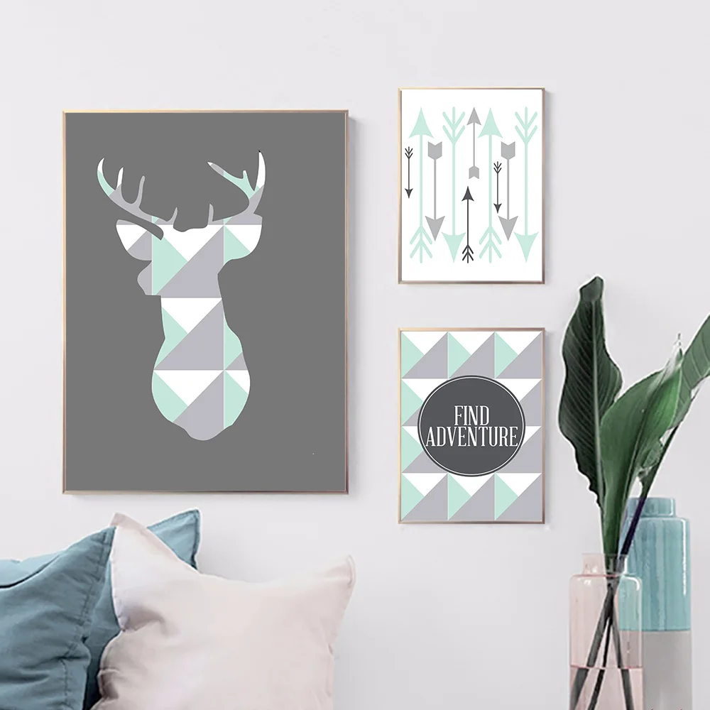 Geometry Dear Head Abstract Painting Wall Art Canvas Posters Prints ...