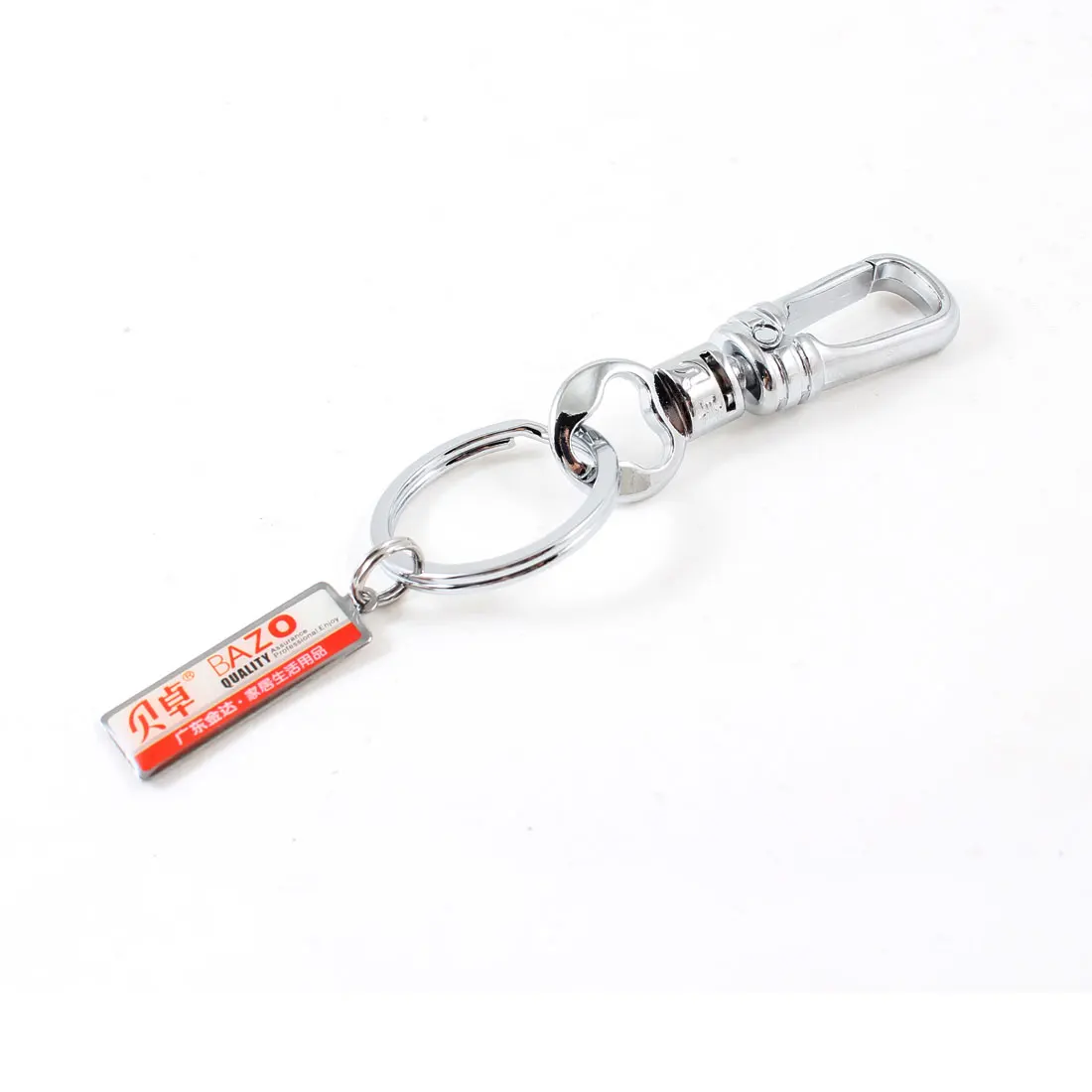 11Cm Long Silver Tone One Ring Spring Loaded Gate Key Holder Keychain ...