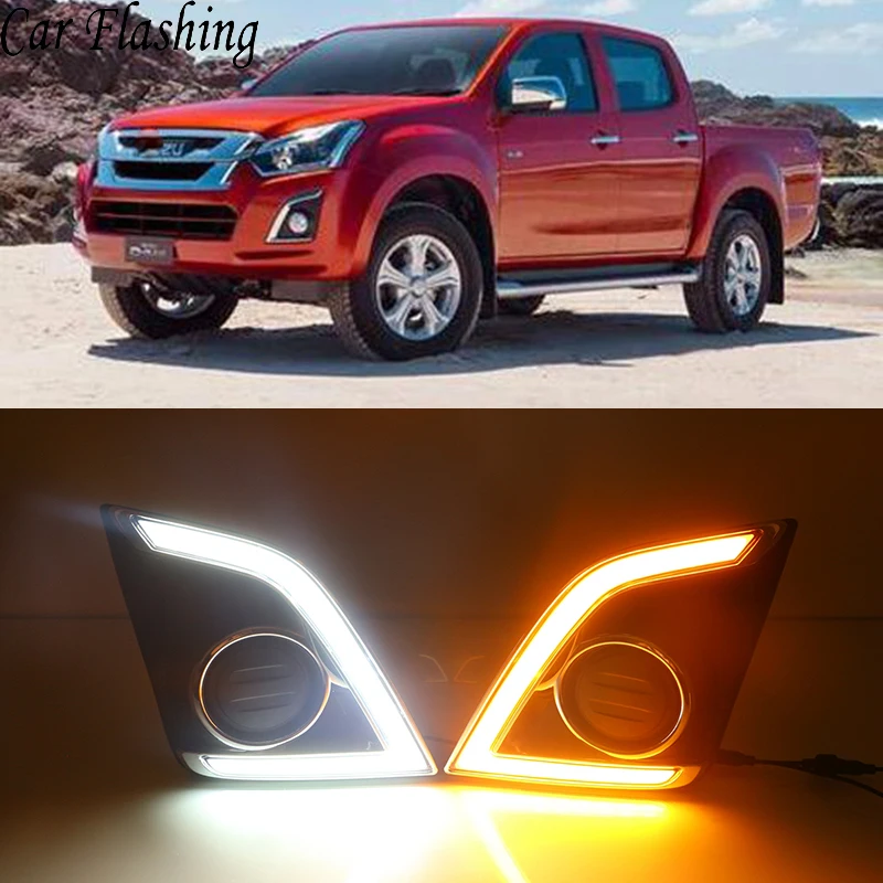 1-Pair-LED-Car-DRL-Daytime-running-light-fog-lamp-for-Isuzu-D-max-Dmax ...