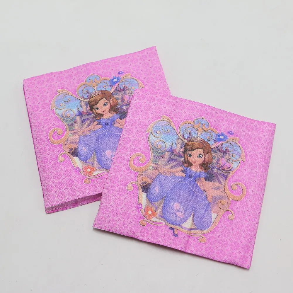 10 pack Pink Sofia Princess Theme birthday paper napkin tissue for kids ...