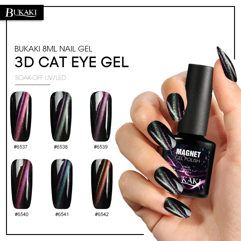 BUKAKI 6 colores cielo estrellado esmalte de uñas de ojo de gato 3D DIY ...