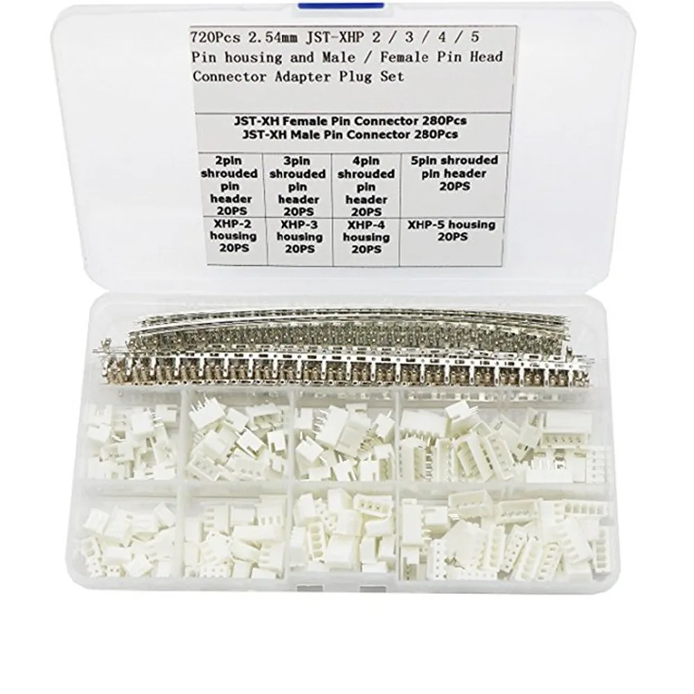 720pcs XH Connector 2.54mm, XH Cable Jumper Wire Pin Header Housing Kit ...