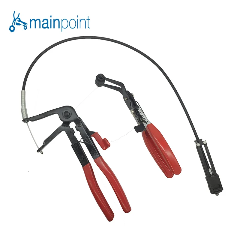 Mainpoint 자동차 수공구 케이블 유형 유연한 와이어 롱 리치 호스 클램프 플라이어 호스 클립 플라이어 45 도 각도