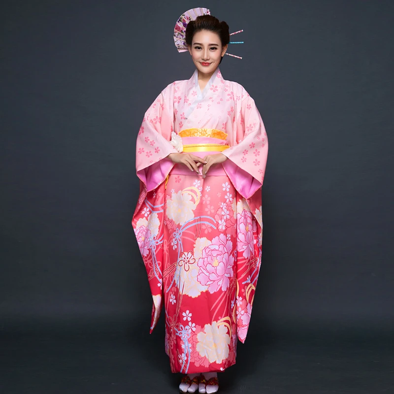 Купить розовый японские женские кимоно юката с оби сексуальные женские ...