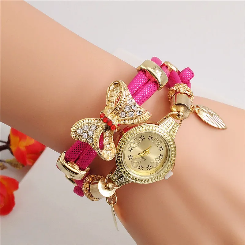 New Quartz Wristwatches bracelet ladies watch Golden bow watches for ...