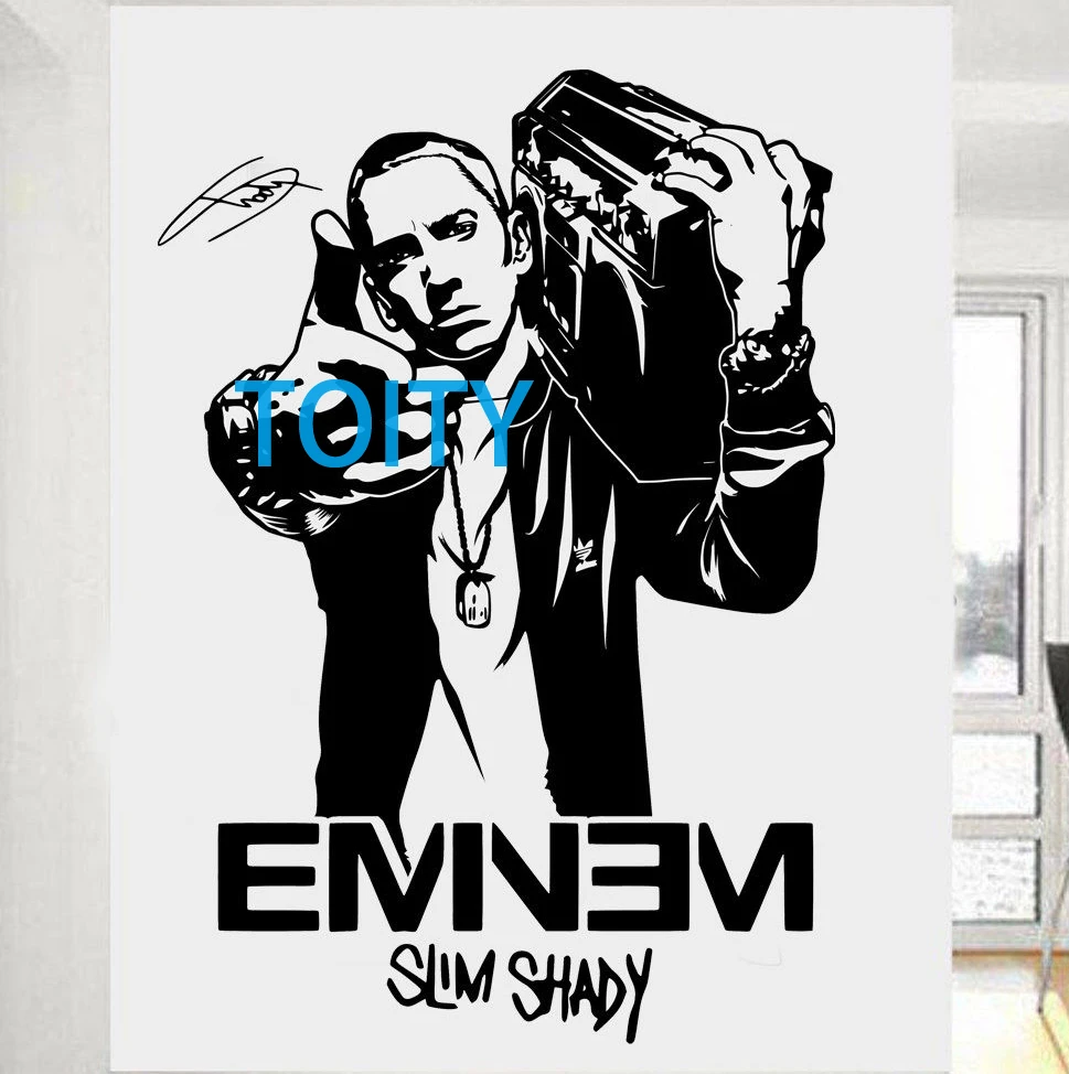 Eminem Vinyl Wall Sticker Hip Hop Rapper Mural Music Decal Decor Art ...
