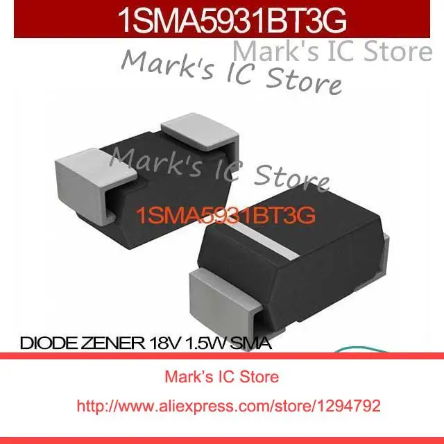 1SMA5931BT3G diode zener 18 ボルト 1.5 ワット sma 1SMA5931BT半導体1SMA59 ...