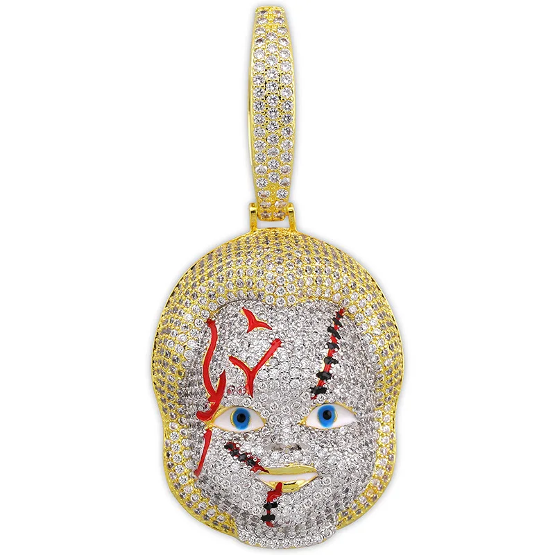 Collar de Chucky de juego para niños, cadena chapada en oro, estilo Hip ...