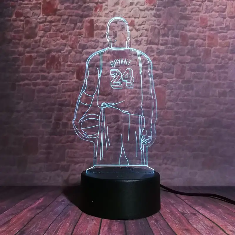 Basketball Kobe Bryant Figure 3D Nightlight Visual Illusion LED 7 ...